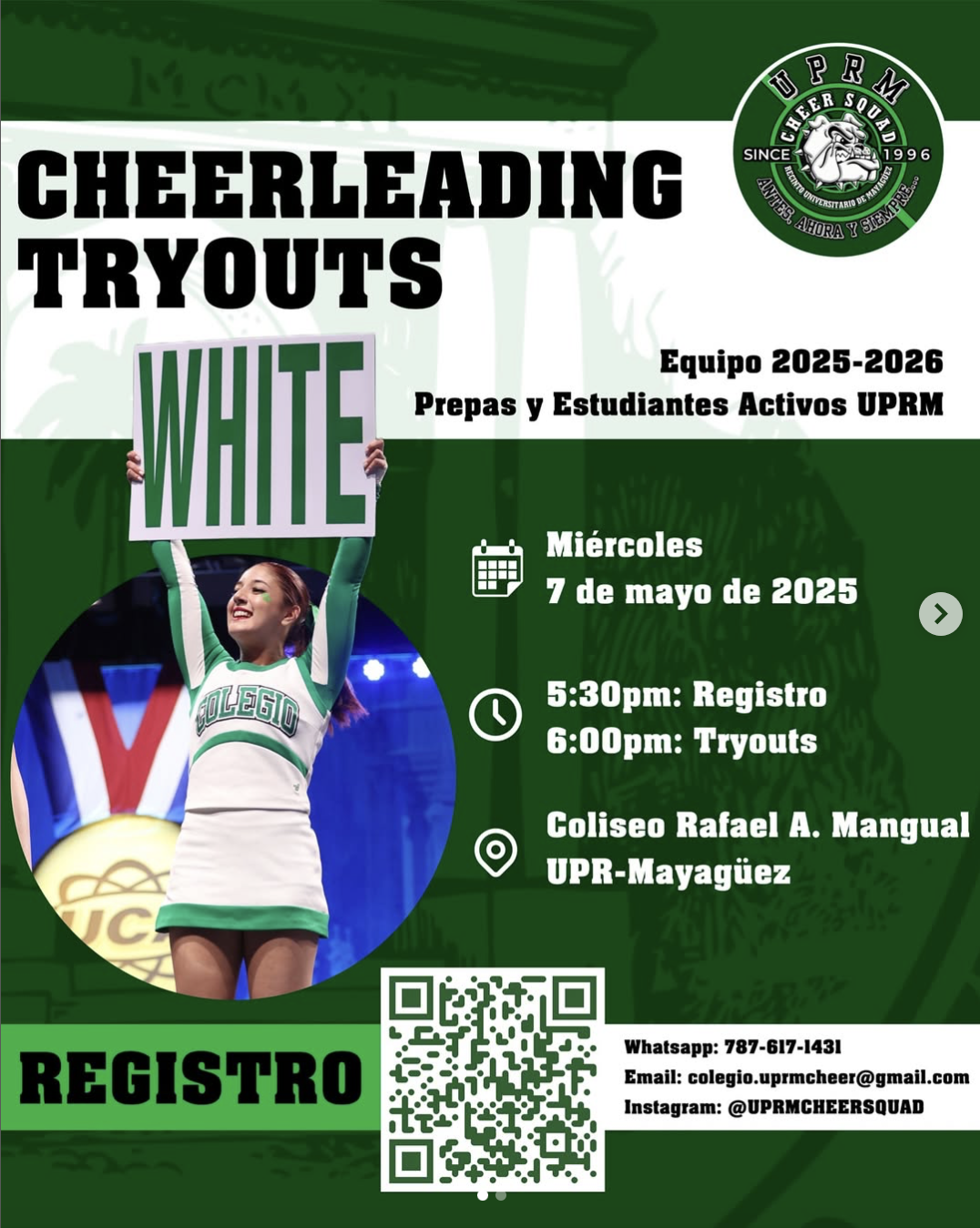 UPRM Cheerleading Tryout – Departamento de Actividades Atléticas