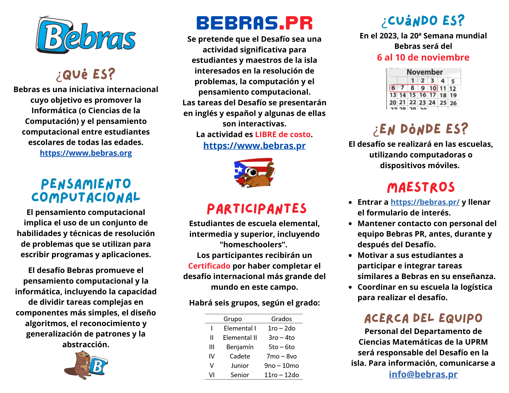 Folleto – Bebras PR