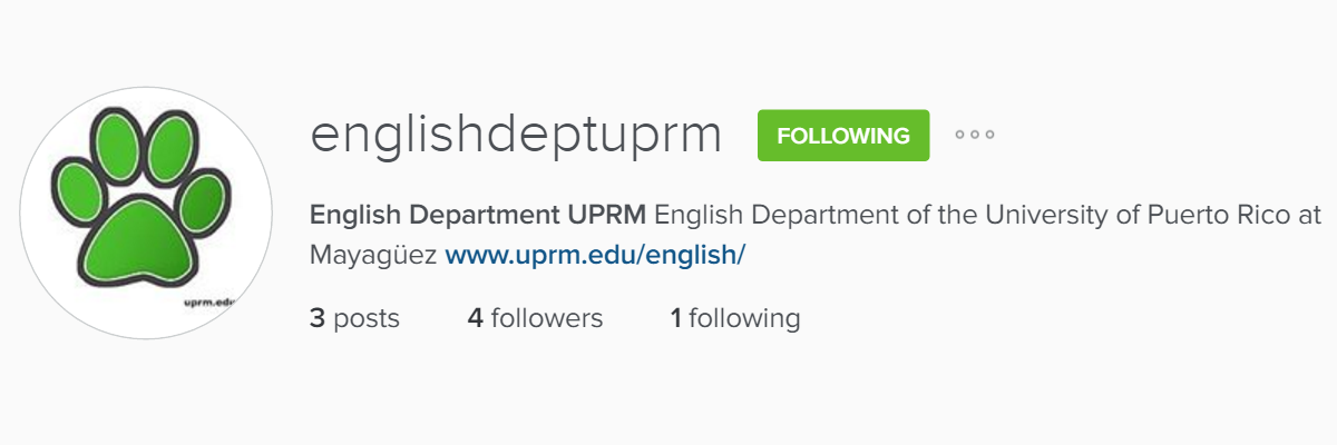 Visit us Now on Instagram! - English Department - UPRM