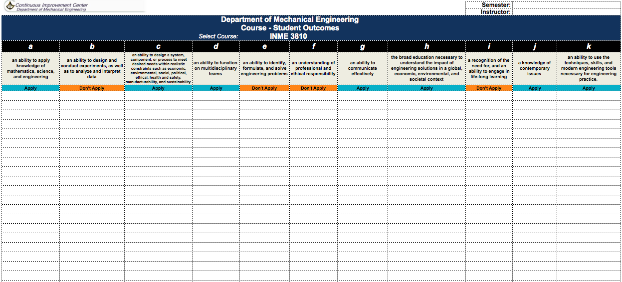 Evaluation Tools - Mechanical Engineering
